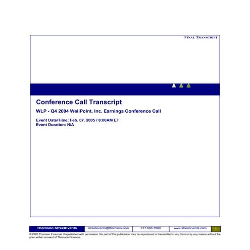 Fourth Quarter Earnings Conference Call Transcript | PDF