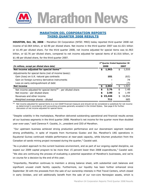 marathon oil 2nd Quarter 2007 | PDF