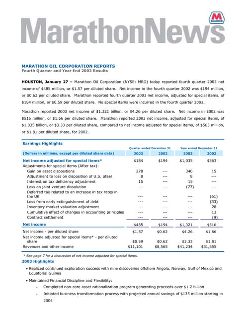 marathon oil 2nd Quarter 2007 | PDF