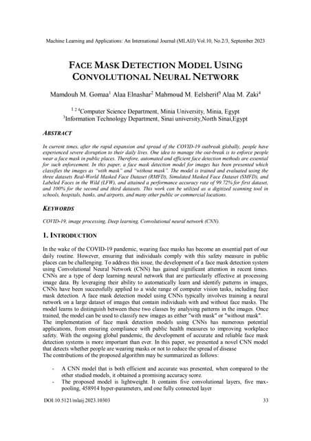 Face mask detection using deep learning on NVIDIA Jetson Nano | PDF