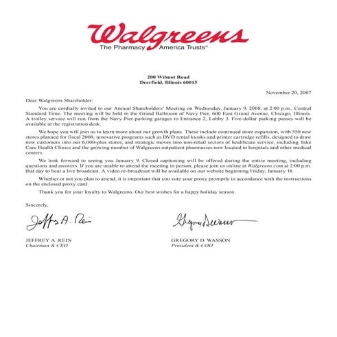 walgreen 2007 Proxy Statement | PDF
