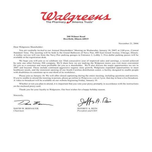 walgreen 2006 Proxy Statement | PDF