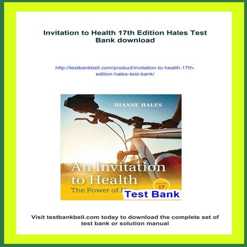 Invitation to Health 17th Edition Hales Test Bank | PDF
