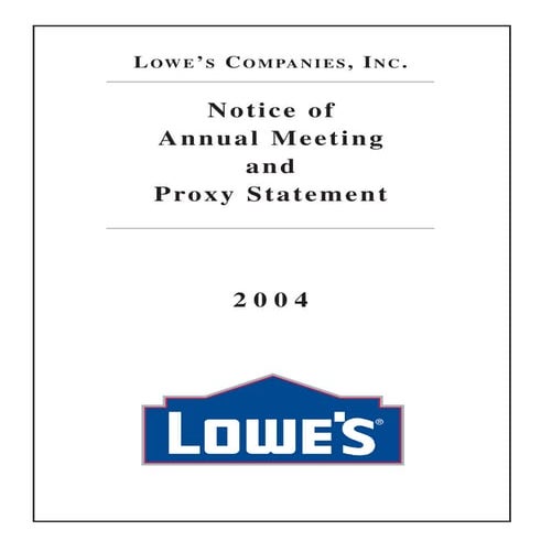 lowe's Proxy Statement 2000 | PDF