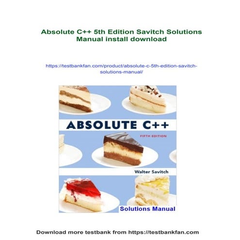 Absolute C++ 5th Edition Savitch Solutions Manual | PDF