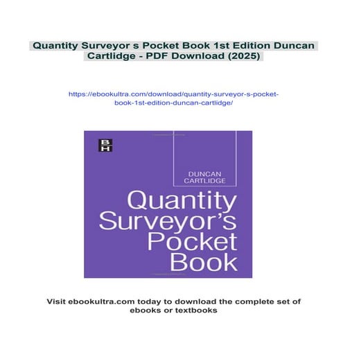 Quantity Surveyor s Pocket Book 1st Edition Duncan Cartlidge | PDF