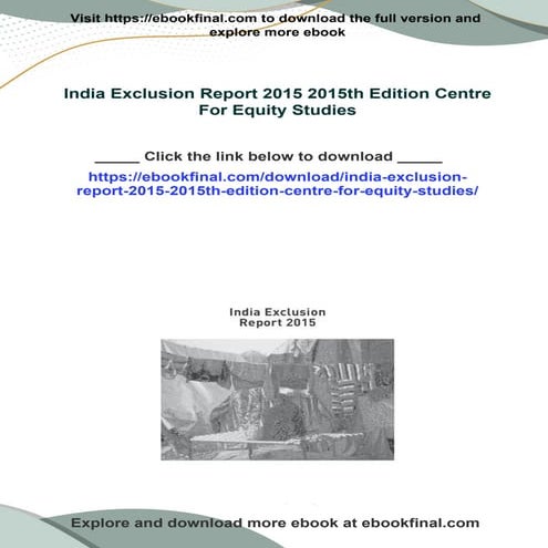 India Exclusion Report 2015 2015th Edition Centre For Equity Studies ...