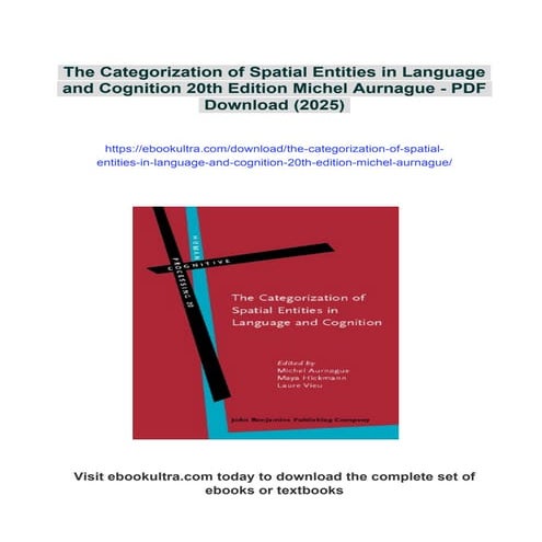 The Categorization of Spatial Entities in Language and Cognition 20th ...