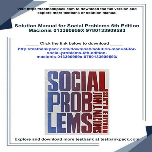 Solution Manual for Social Problems 6th Edition Macionis 013390959X ...