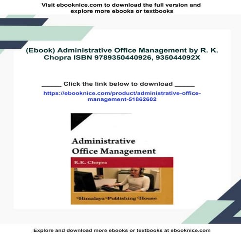 (Ebook) Administrative Office Management by R. K. Chopra ISBN ...