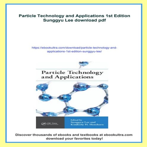 Particle Technology and Applications 1st Edition Sunggyu Lee | PDF