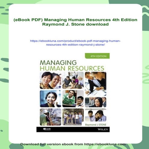 (eBook PDF) Managing Human Resources 4th Edition Raymond J. Stone | PDF