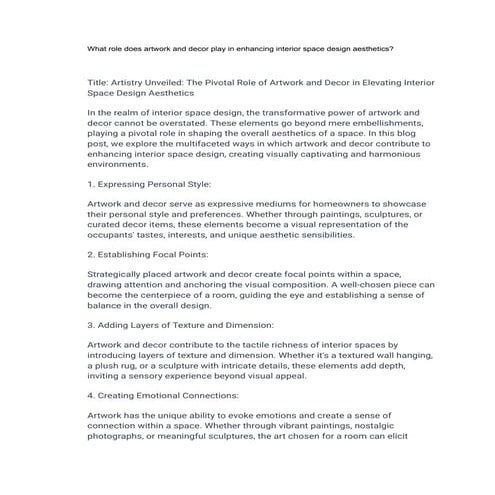 What role does artwork and decor play in enhancing interior space ...