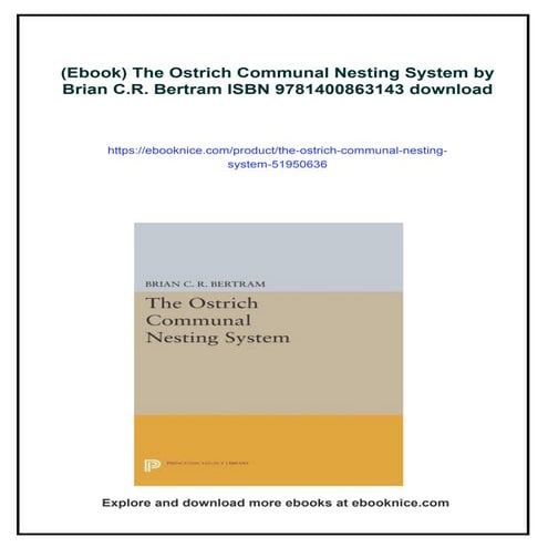 (Ebook) The Ostrich Communal Nesting System by Brian C.R. Bertram ISBN ...
