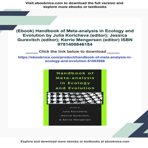(Ebook) Handbook of Meta-analysis in Ecology and Evolution by Julia ...