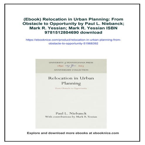 (Ebook) Relocation in Urban Planning: From Obstacle to Opportunity by ...