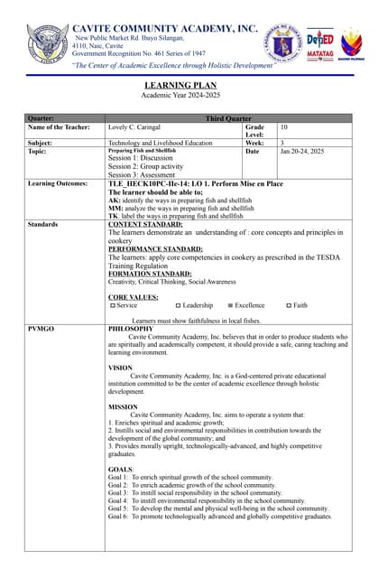 Lesson plan 2018 (market forms of fish) | PDF