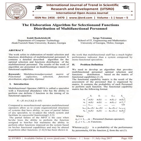 The Elaboration Of Algorithm For Selectionand Functions Distribution Of