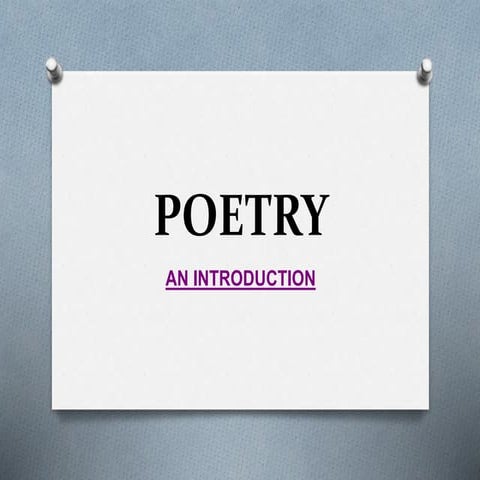 Introduction to poetry - A short story condensed | PPT