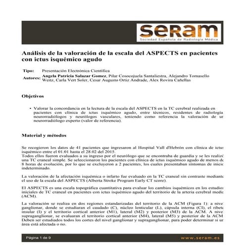 Neurologia escala de ASPECT evaluacion de un paciente neurologico | DOCX