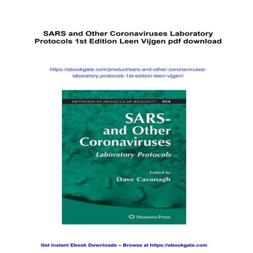SARS and Other Coronaviruses Laboratory Protocols 1st Edition Leen ...