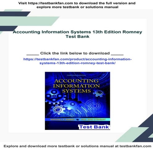 Accounting Information Systems 13th Edition Romney Test Bank | PDF