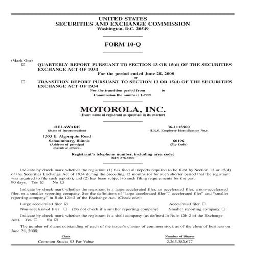 Q2 2008 Motorola, Inc. Form 10-Q | PDF | Stocks and Bonds | Personal ...