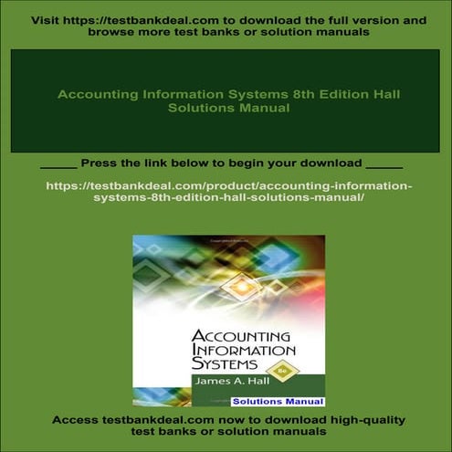 Accounting Information Systems 8th Edition Hall Solutions Manual Pdf