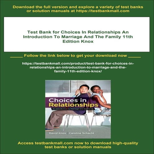 Test Bank for Choices In Relationships An Introduction To Marriage And ...