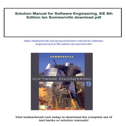 Solution Manual for Software Engineering, 9/E 9th Edition Ian ...
