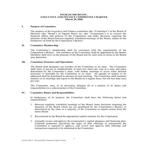 Executive and Finance Committee Charter | PDF