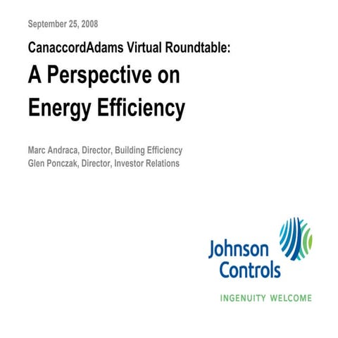 johnson controls CanaccordAdams Virtual Roundtable: A Perspective on ...