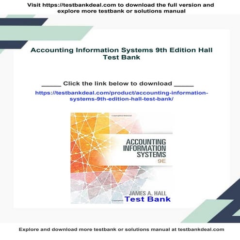Accounting Information Systems 9th Edition Hall Test Bank | PDF