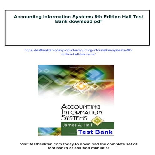 Accounting Information Systems 8th Edition Hall Test Bank | PDF
