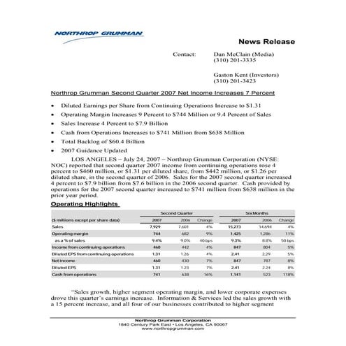 northrop grumman Slide Presentation 2007 4th | PDF