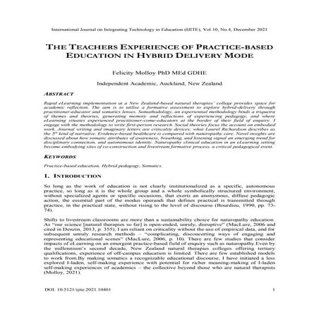 The Teachers Experience of Practice-based Education in Hybrid Delivery ...