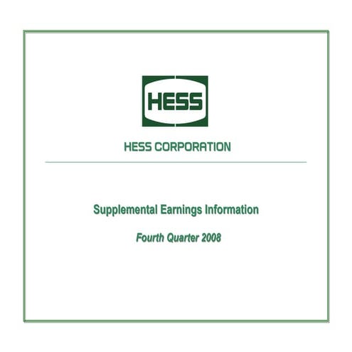 hess 01/28/2009 Supplemental Earnings Information | PPT