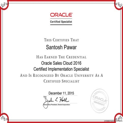 Oracle Sales Cloud 2016 Certified Implementation Specialist_Santosh ...
