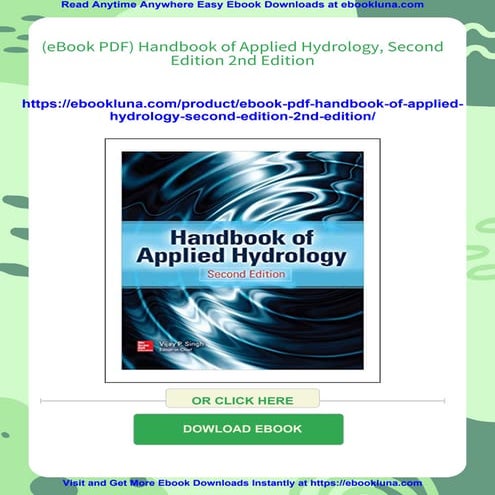 (eBook PDF) Handbook of Applied Hydrology, Second Edition 2nd Edition | PDF