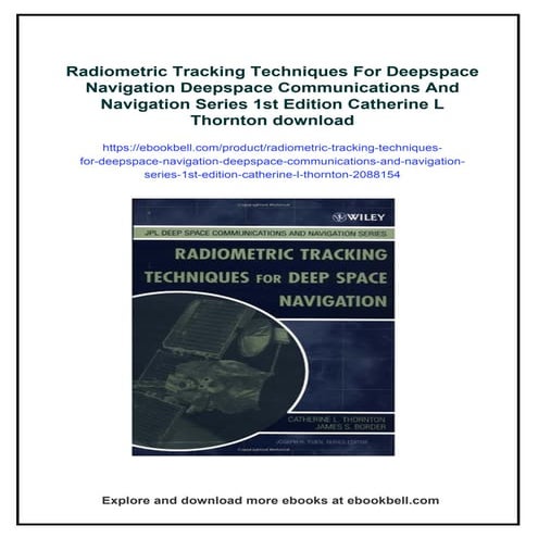 Radiometric Tracking Techniques For Deepspace Navigation Deepspace Communications And Navigation ...