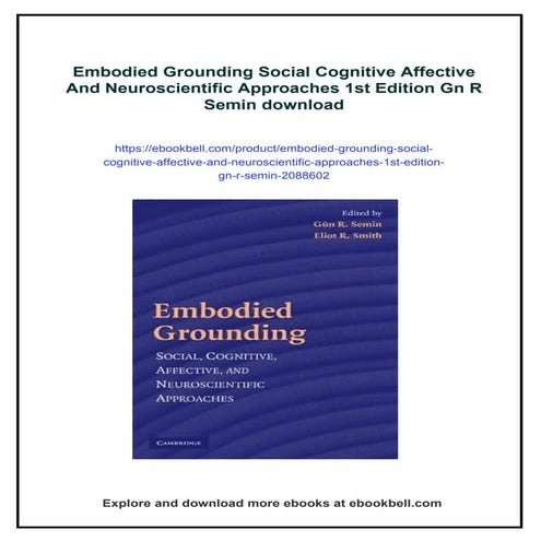 Embodied Grounding Social Cognitive Affective And Neuroscientific Approaches 1st Edition Gn R ...