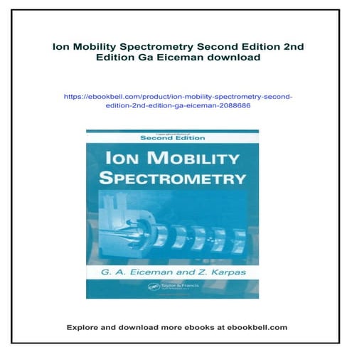 Ion Mobility Spectrometry Second Edition 2nd Edition Ga Eiceman | PDF