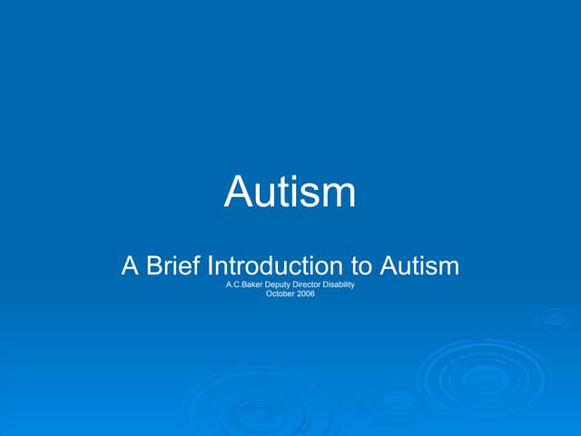 An Introduction to Autism | PPTX
