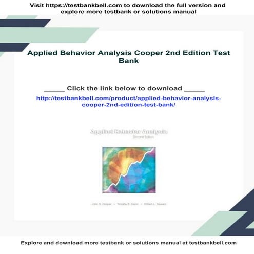 Applied Behavior Analysis Cooper 2nd Edition Test Bank | PDF