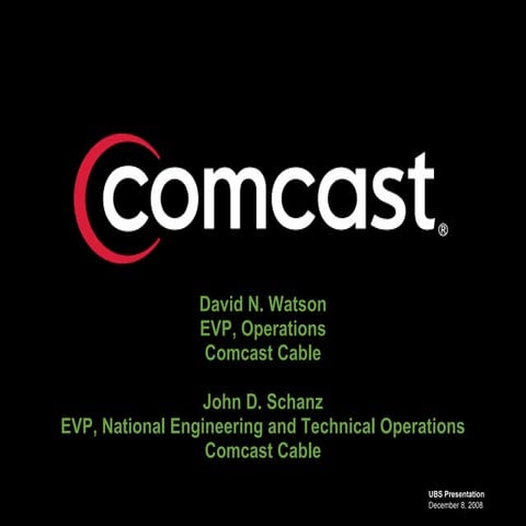 Comcast Corporation at UBS Global Media and Communications Conference | PPT