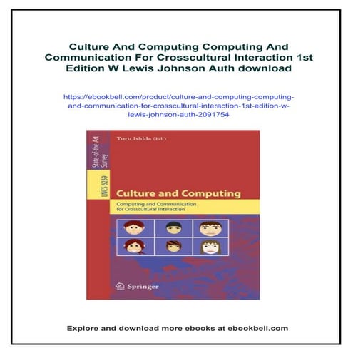 Culture And Computing Computing And Communication For Crosscultural ...