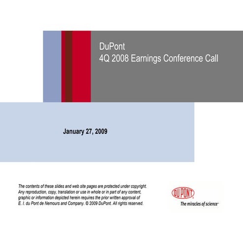 du pont 4Q08 Conference Call Slides | PDF