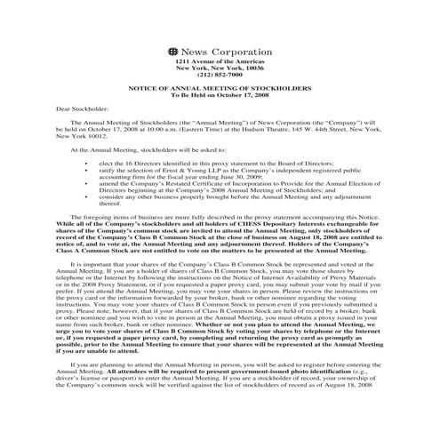 news corp 2008 Proxy Statement | PDF