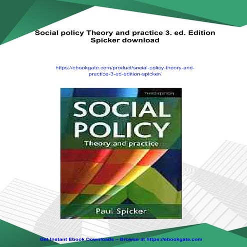 Social policy Theory and practice 3. ed. Edition Spicker | PDF