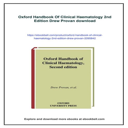 Oxford Handbook Of Clinical Haematology 2nd Edition Drew Provan | PDF